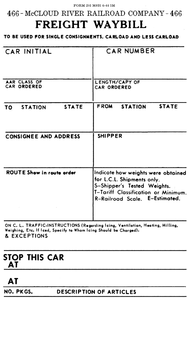 modeling the SP: The content of waybills, Part 2