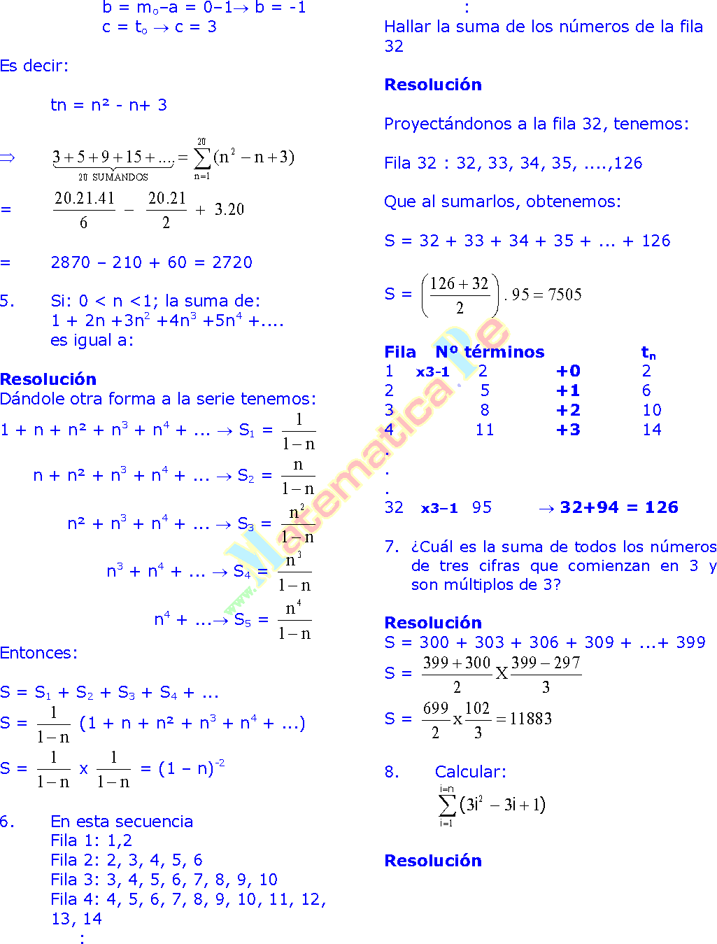 SUMATORIAS EJERCICIOS RESUELTOS