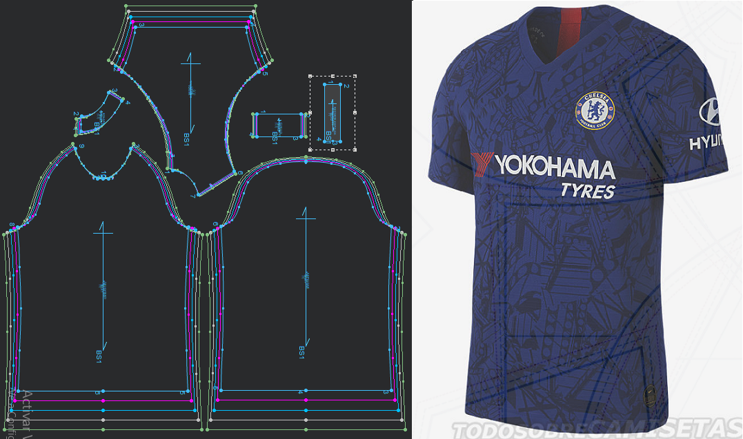 Moldes patrones camiseta chelsea titular temporada 2019 20 premier league