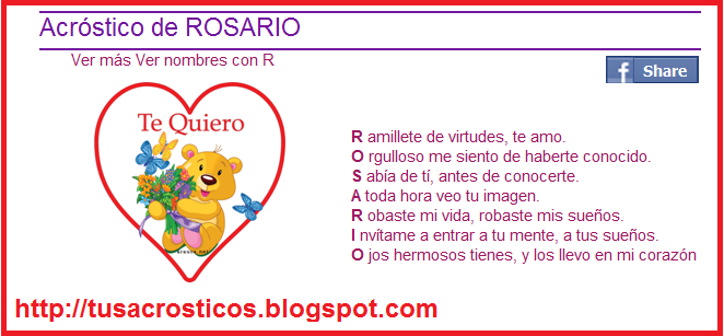 Acróstico de ROSARIO : Acrosticos de amor,Frases cortas en inglés ...
