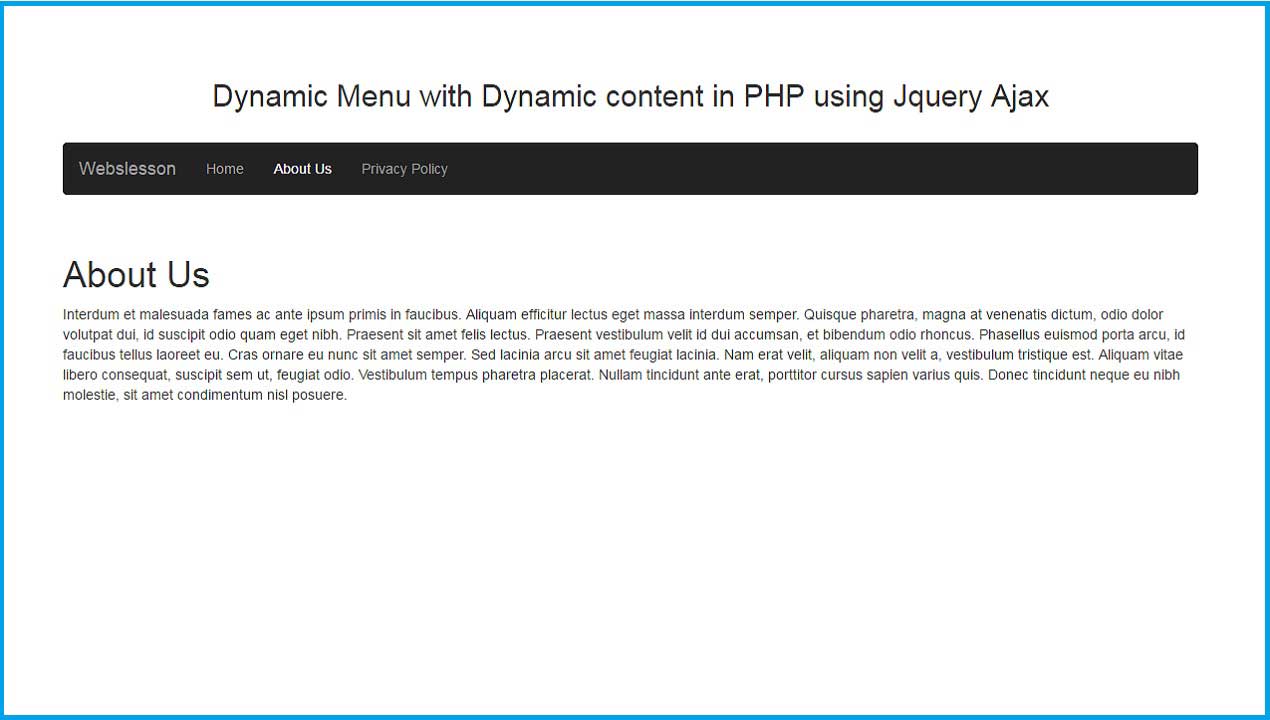 Dynamic Menu with Dynamic content in PHP using Jquery Ajax | Webslesson Dynamic Menu with Dynamic content in PHP using Jquery Ajax | Webslesson