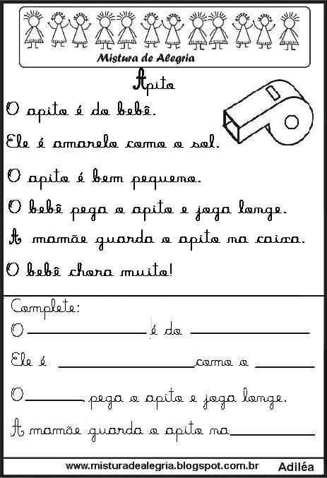 PEQUENOS TEXTOS INFANTIS PARA O 1º ANO - Mistura de Alegria