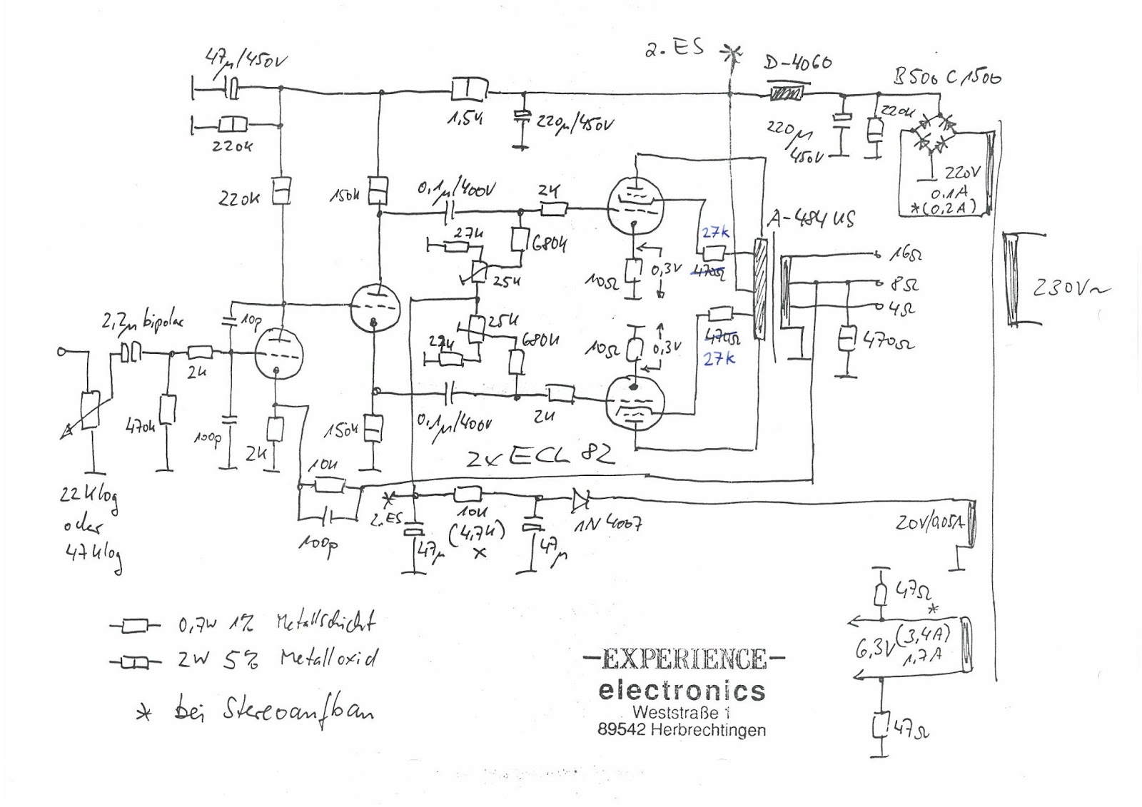 IN3RAY - Radio Amateur Station: 2 X 10 W - Push-Pull - tube amplifier with ECL 82 (6BM8)