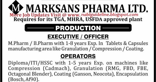 NABL GUIDELINES: MARKSANS PHARMA LTD - Walk-In Interviews for ...