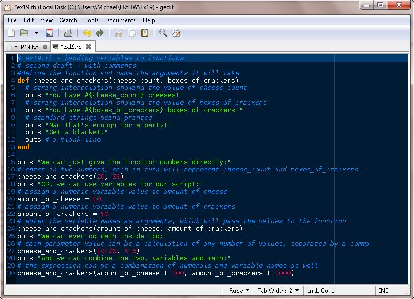 TESTHEAD: Exercise 19: Functions And Variables: Learn Ruby The Hard Way ...
