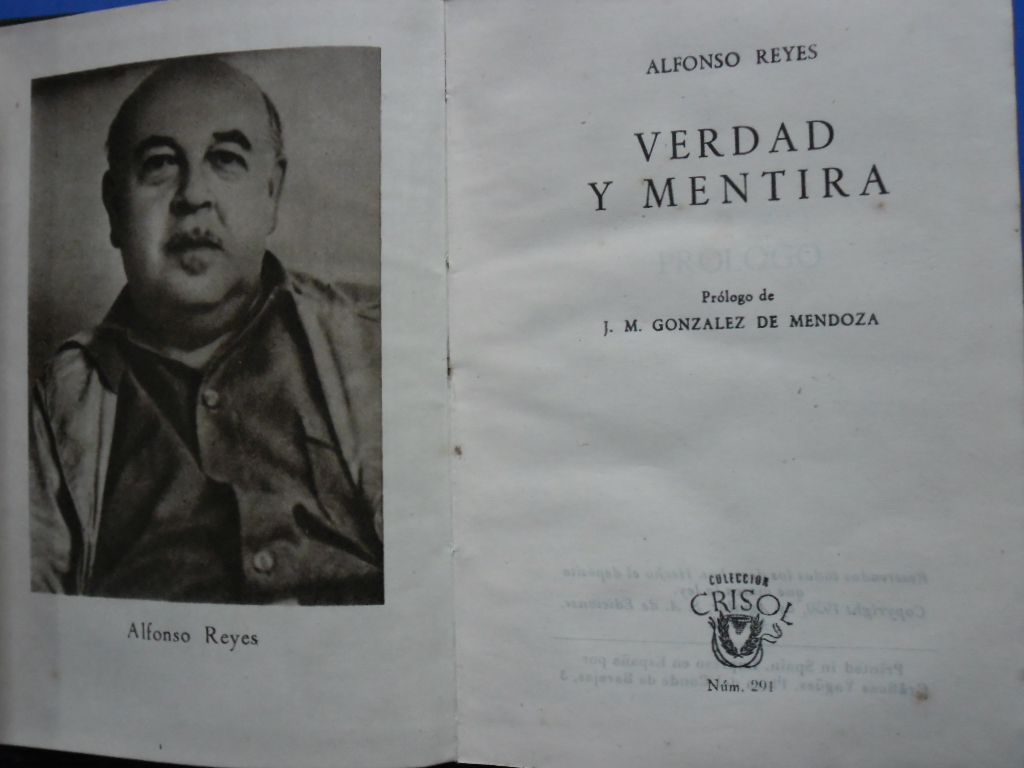 LA PLUMA LIBROS: VERDAD Y MENTIRA (1ra ed, s/uso) - ALFONSO REYES