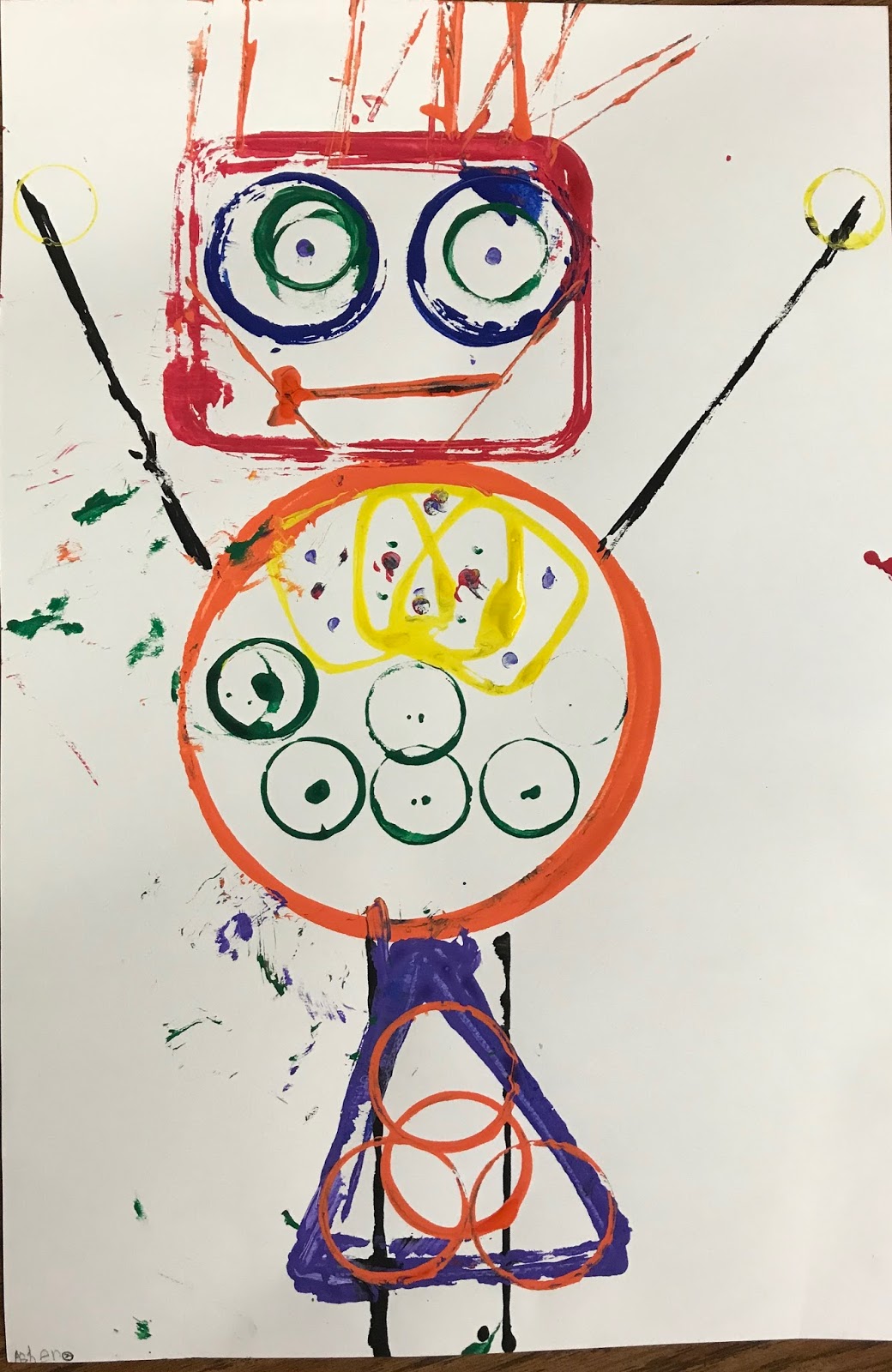 Kathy's Art Project Ideas: Recycle Printmaking Robot Art Lesson