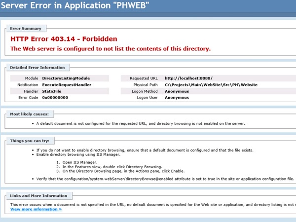 Dev Help: ASP .NET MVC Application - HTTP Error 403.14 – Forbidden Dev Help: ASP .NET MVC Application - HTTP Error 403.14 – Forbidden