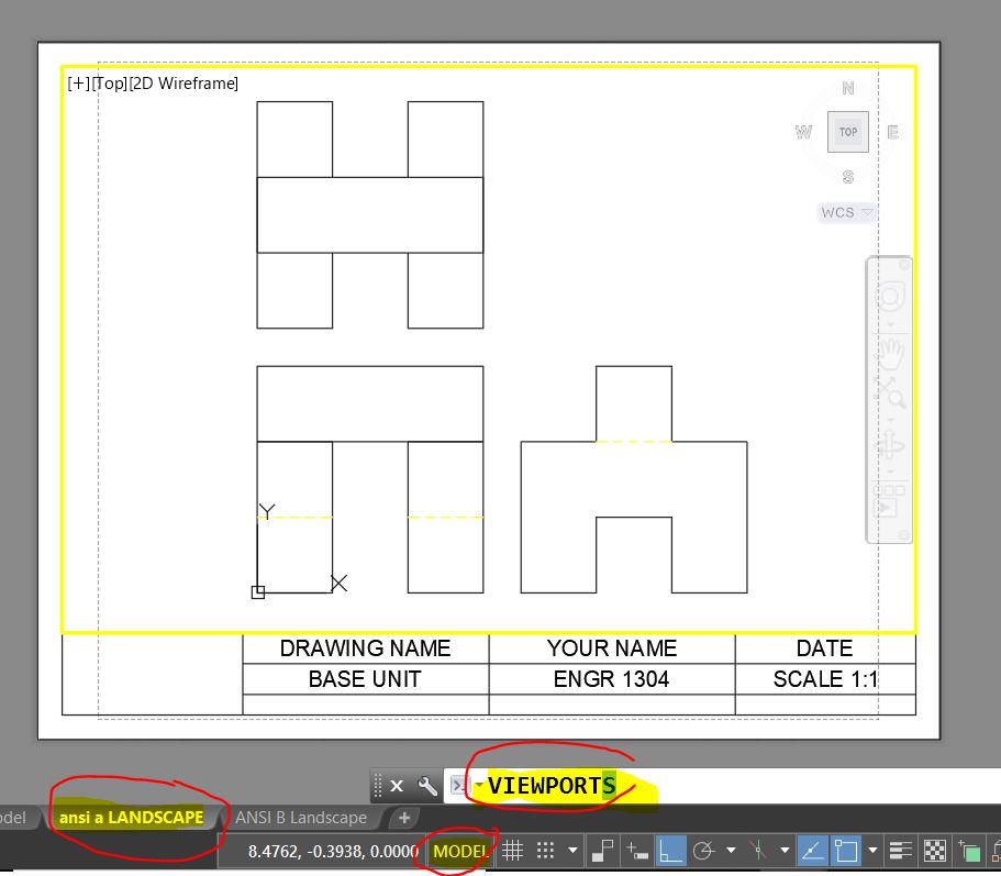 ENGR 1304: Example Cube Orthographic Projection