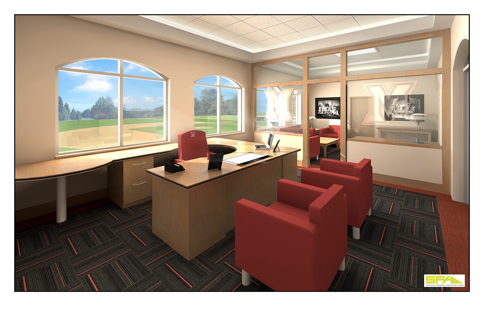 Nate England Art: Miami University Baseball Building Interior