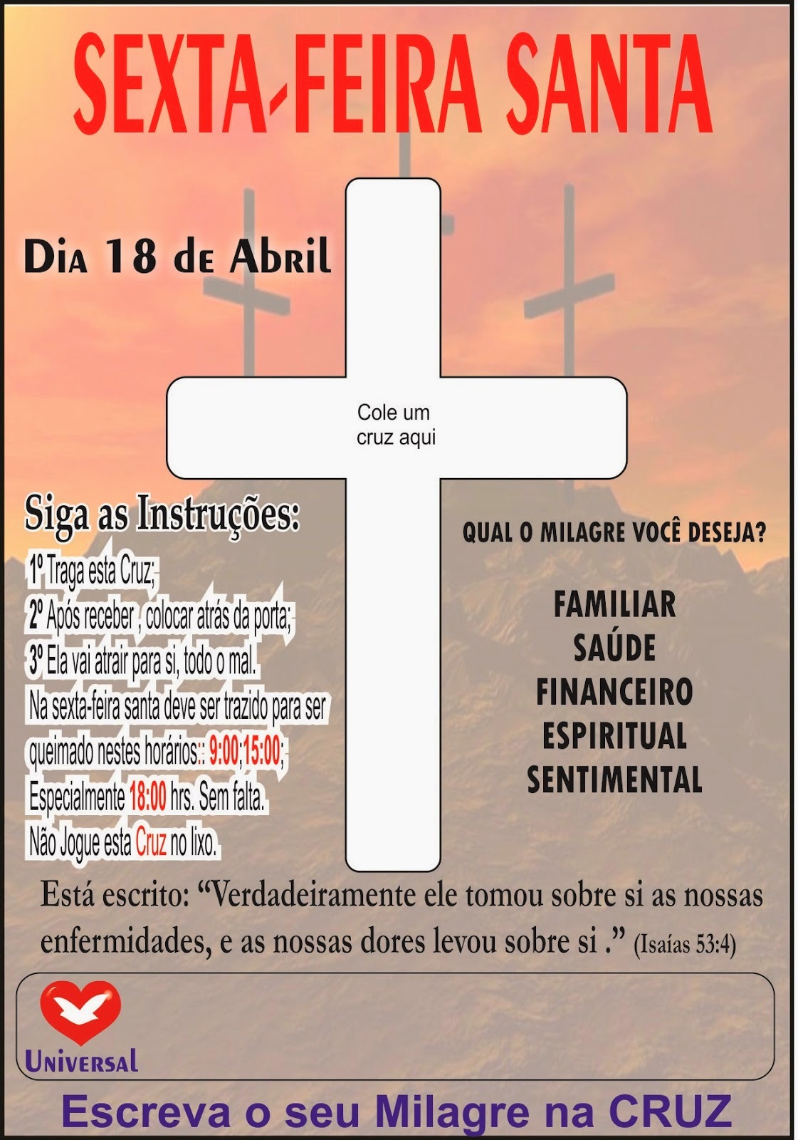 TEMPLO DA FE: Folheto Sexta Feira Santa