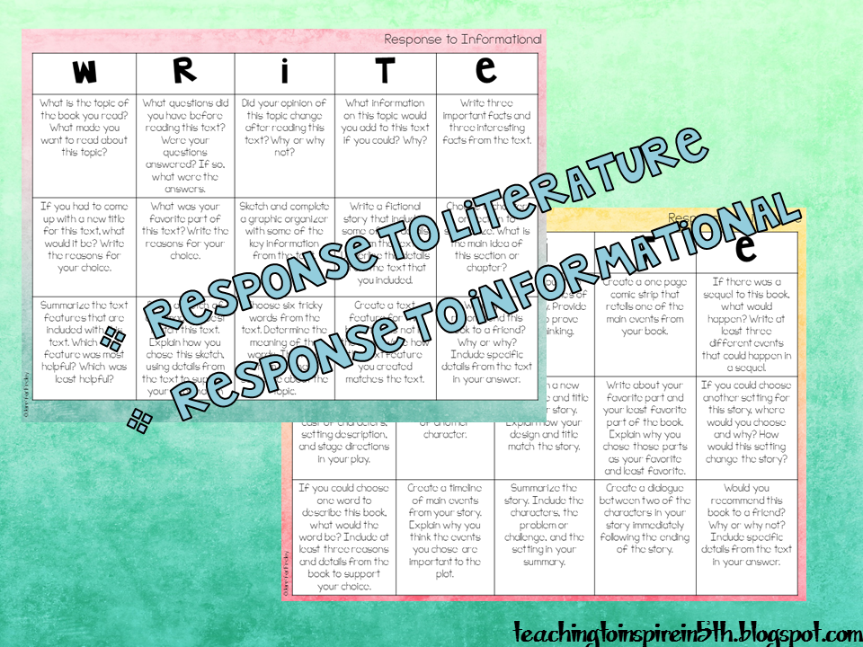 Writing Choice Boards - Teaching with Jennifer Findley