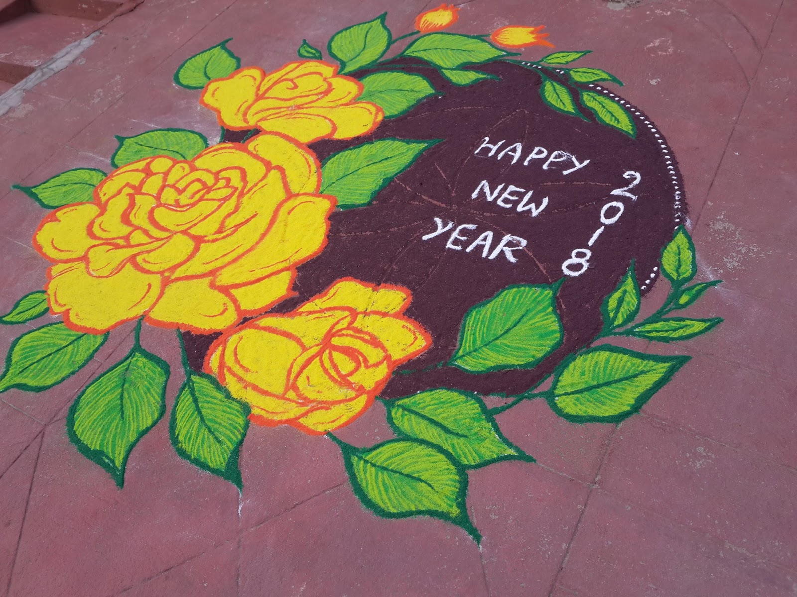 Hobby Crafts :): Happy new year 2018 Rangoli and a card :)