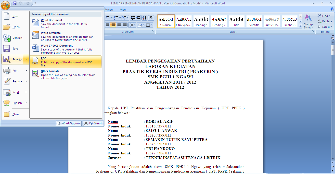 Cara membuat file PDF - Radar DJowo
