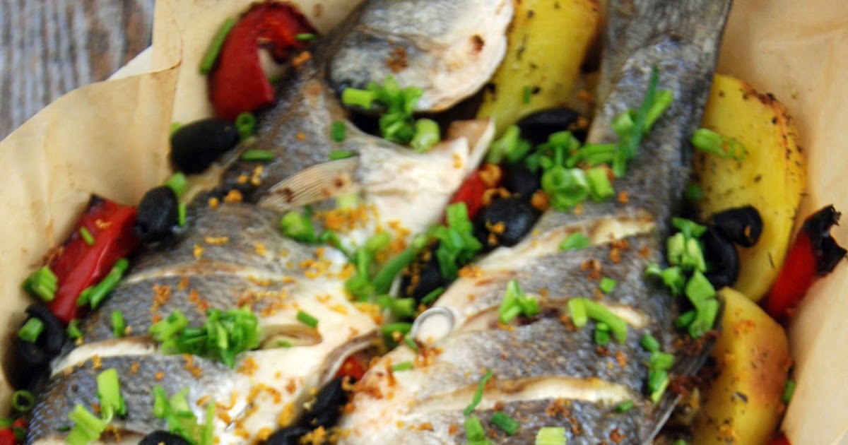 Labraks pieczony z warzywami | Kraina rozkoszy podniebienia...