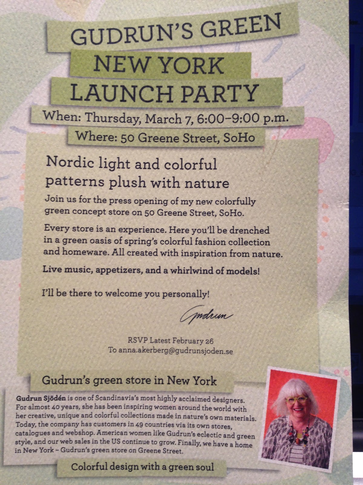 BETTI'S BEEHIVE: GREENE STREET HAS GOTTEN GREEN WITH GUDRUN SJODEN