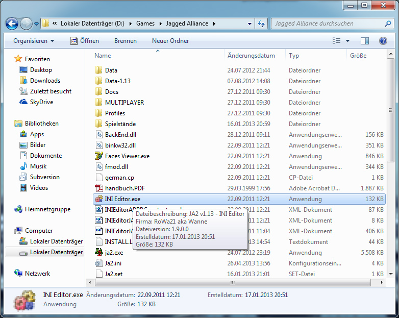 Einsdreizehn: Der INI Editor