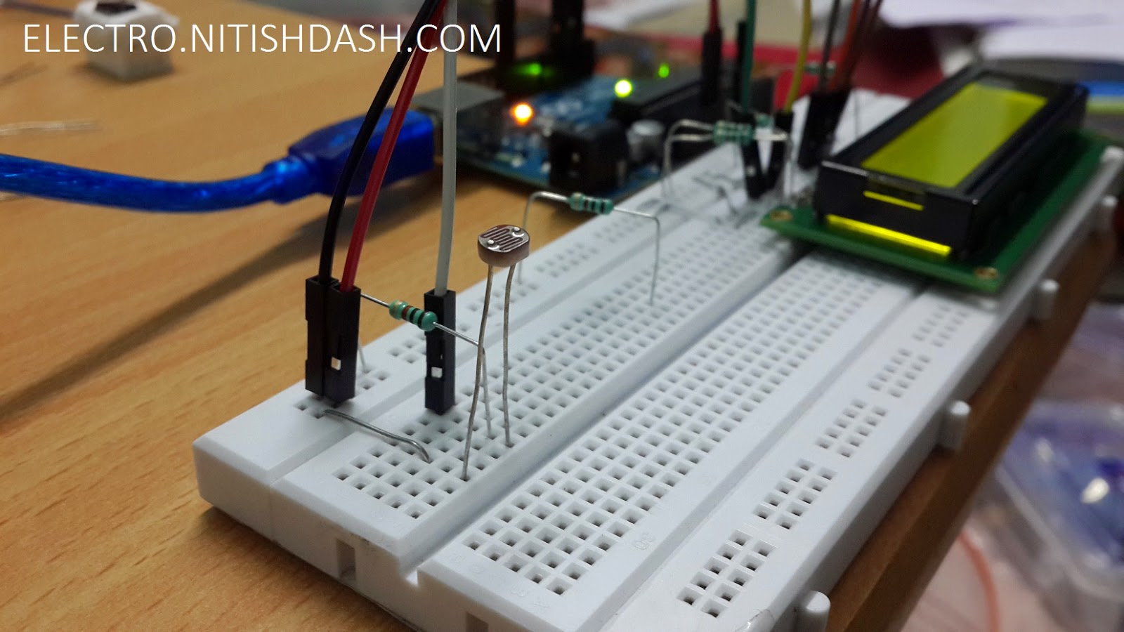 Using LDR to display light level on 16X2 LCD [ARDUINO] ~ Dash Electro