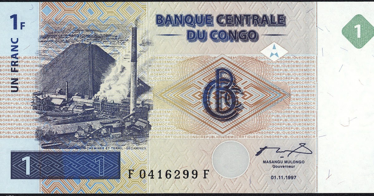 Congo Democratic Republic 1 Congolese franc banknote 1997|World ...