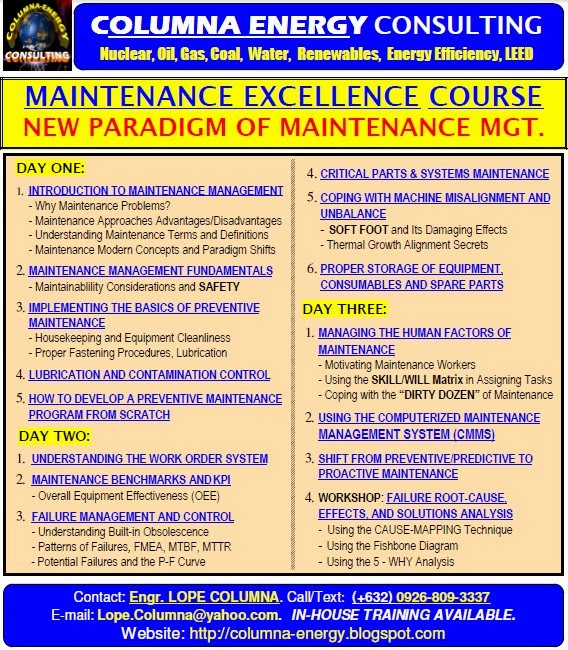 COLUMNA ENERGY: MAINTENANCE EXCELLENCE COURSE: A New Paradigm of ...