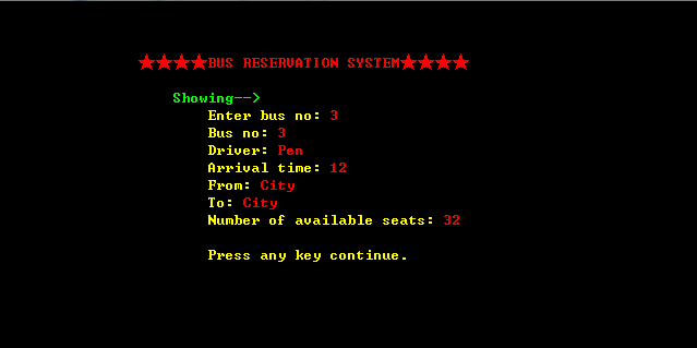 Bus Reservation System Project in C++ ~ Learning pen