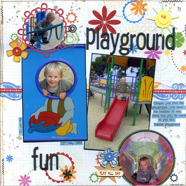 Multi-photo Scrapbooking Layouts Gallery: Playground fun...