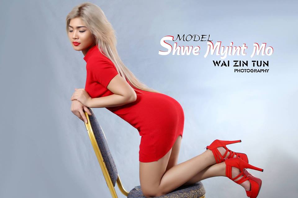 Shwe Myint Mo In Red Hot Fashion Style Photoshoot