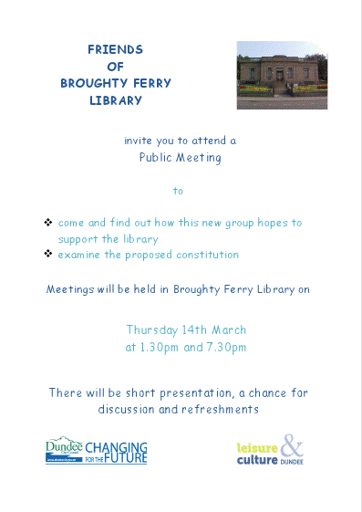 Laurie Bidwell: Friends Of Broughty Ferry Library Public Meetings ...