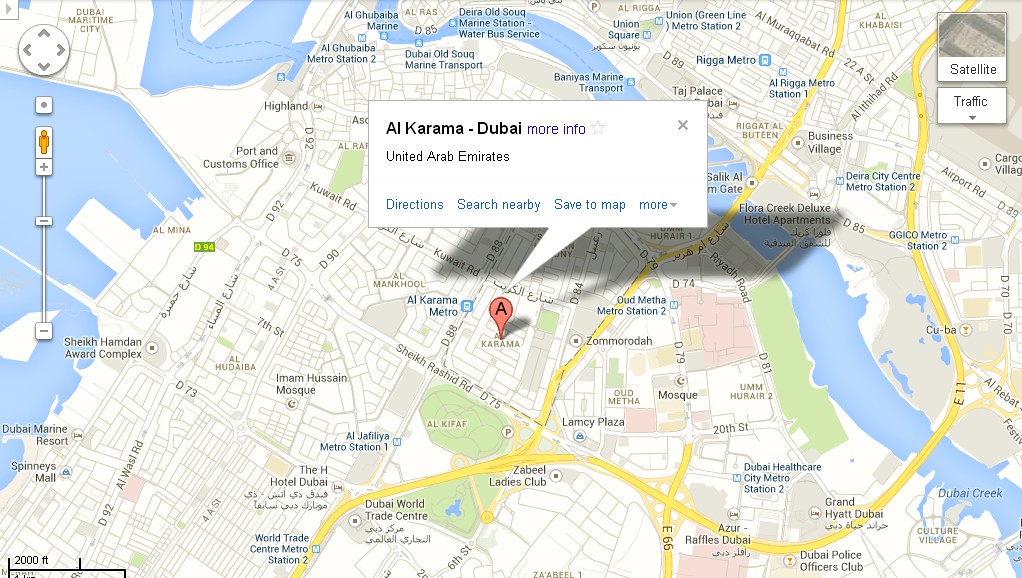 UAE Dubai Metro City Streets Hotels Airport Travel Map Info: Al Karama ...