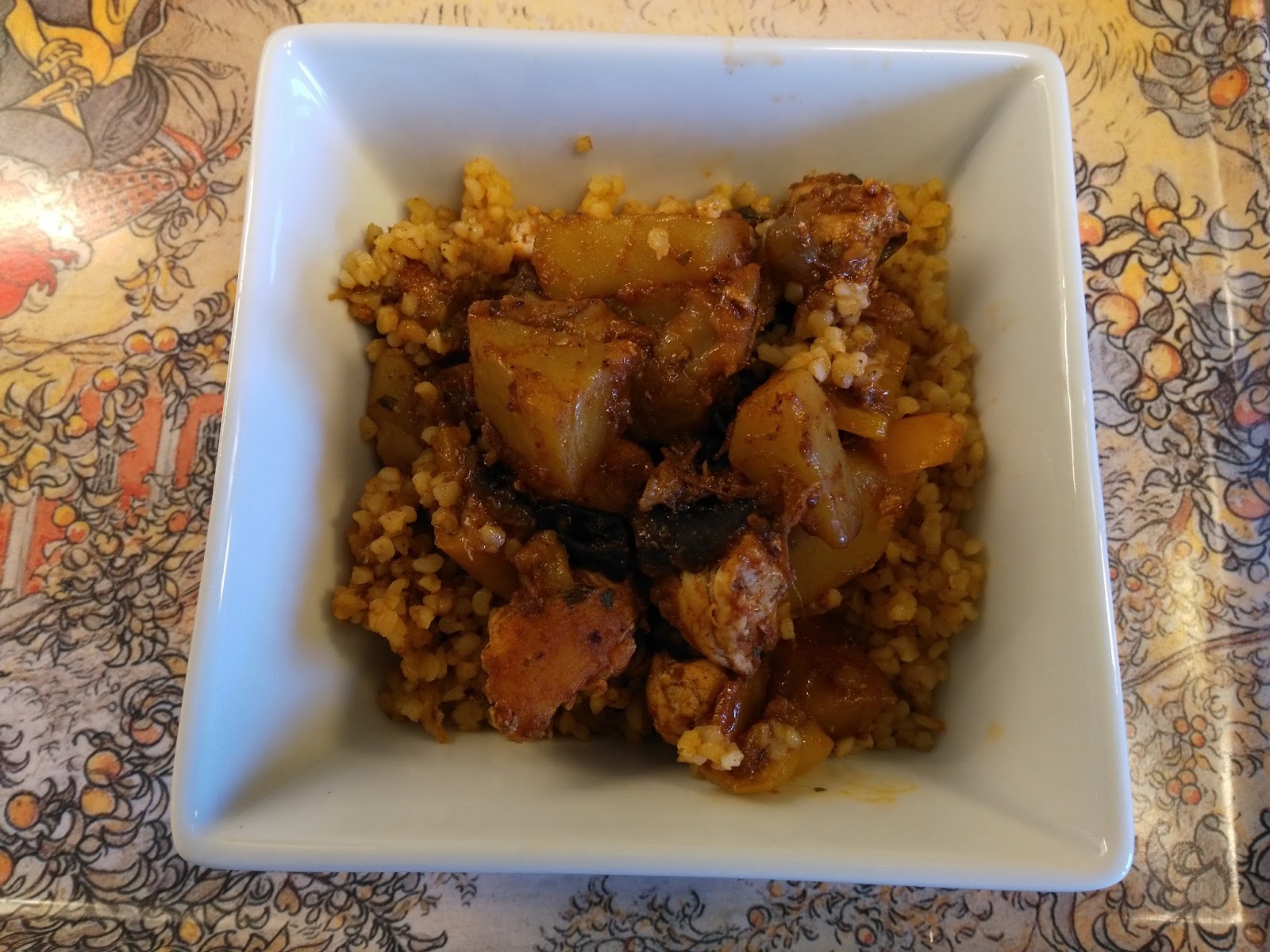 The Flaming Potato: Bulgur with chicken and potato stew - recipe