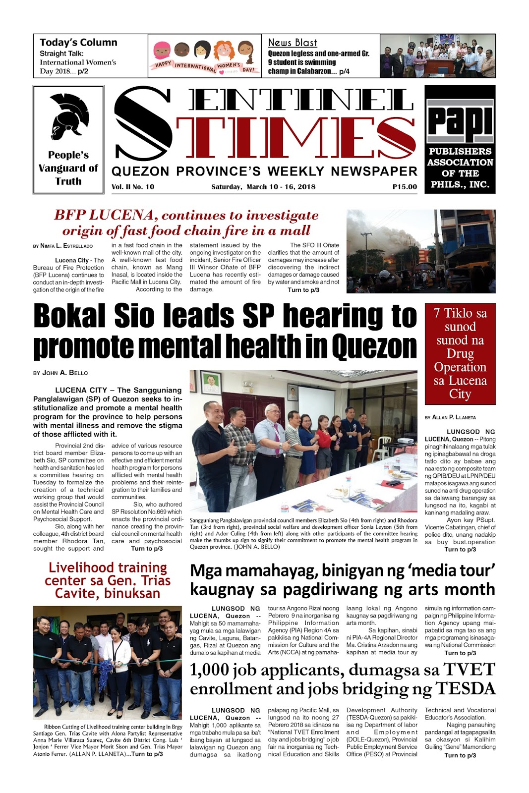 Sentinel Times March 10 - 16, 2018 Vol. II No. 10 - Sentinel Times