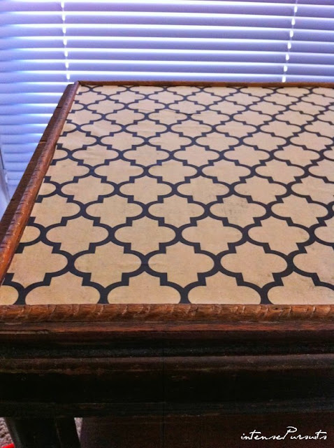 DIY: table top + patterned wrapping paper