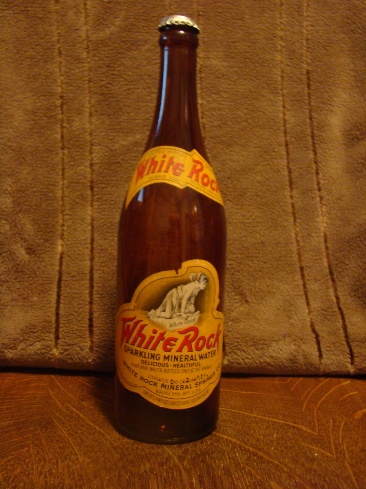 Dust Off The Bottle: White Rock Paper Label Sparkling Mineral Water Bottle