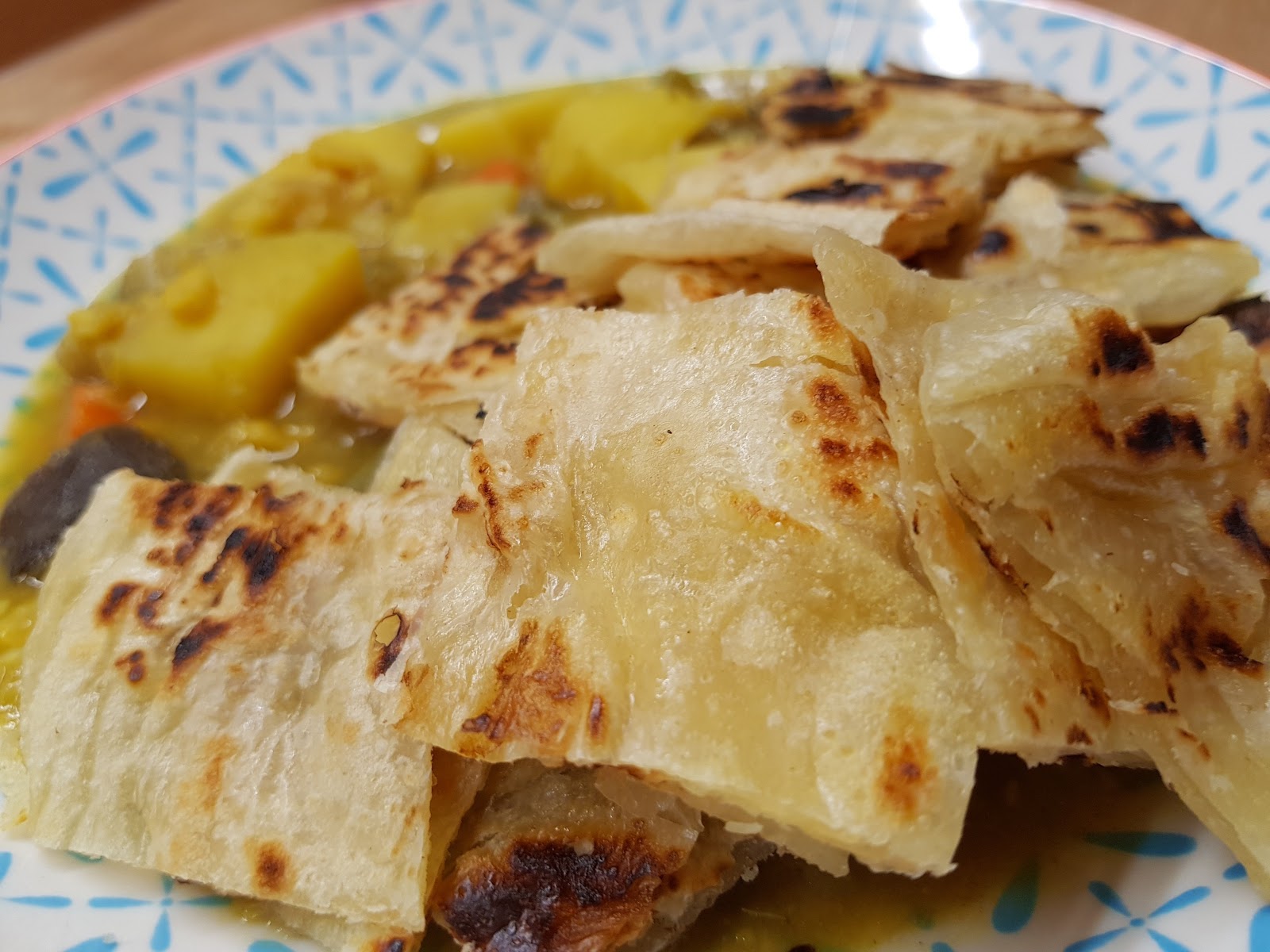Roti Canai with Potato Dhal Lentil Curry