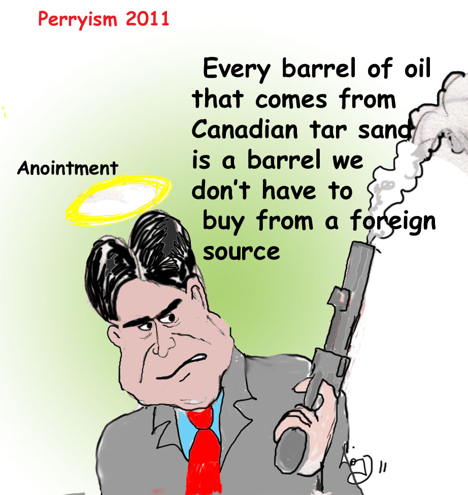 The Rag Blog: CARTOON / Charlie Loving : Rick Perry on Foreign Oil!