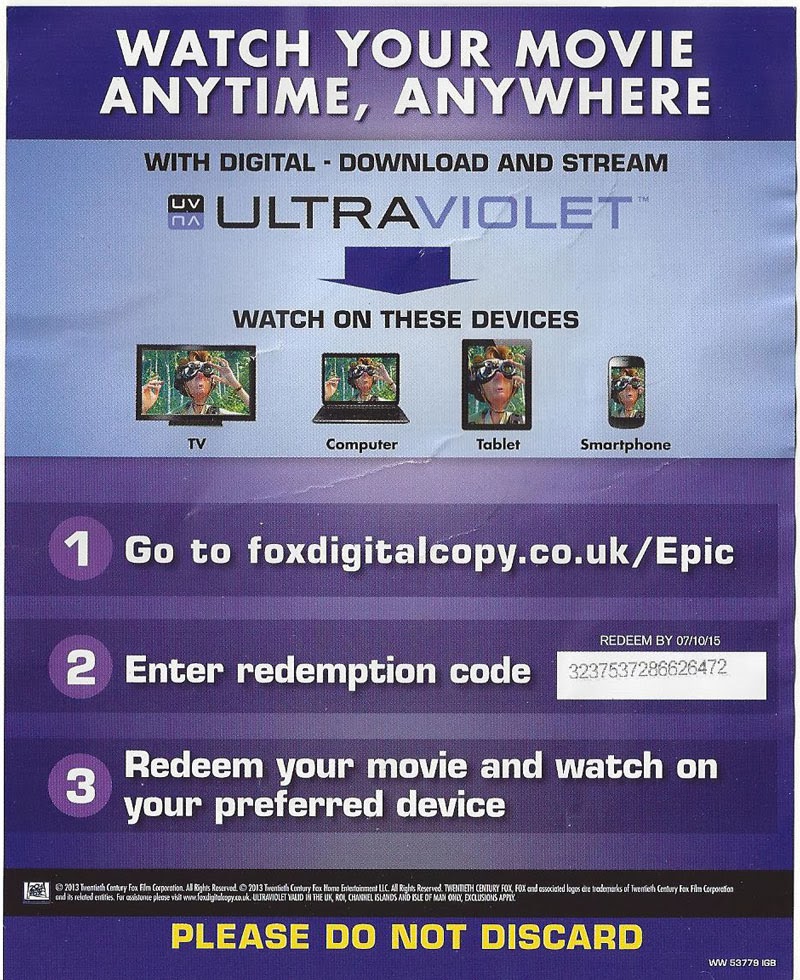 Your Free Daily Ultraviolet [UV] Codes for Movies: Epic - Ultraviolet ...