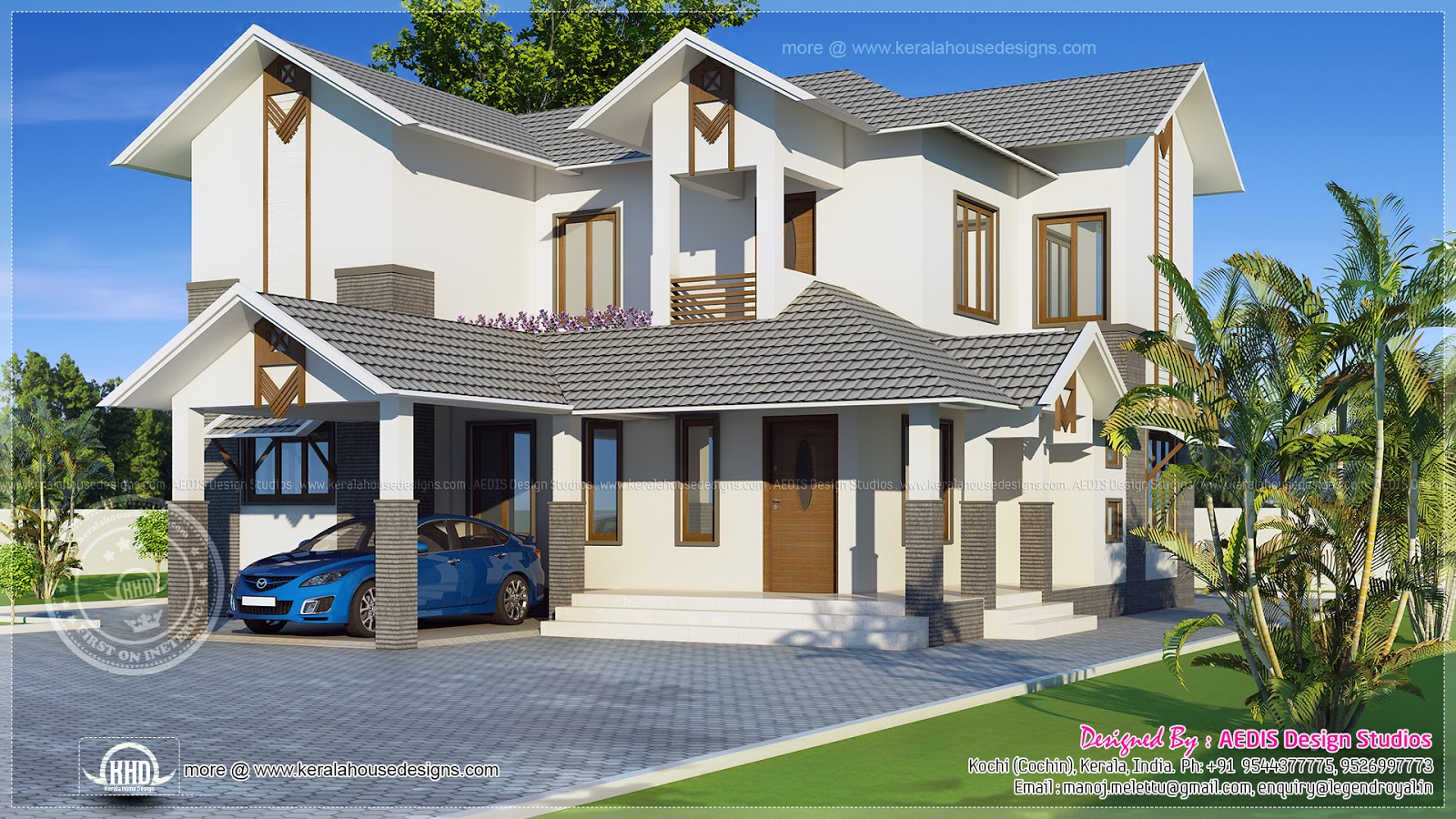 weychi: Modern sloping roof home exterior design