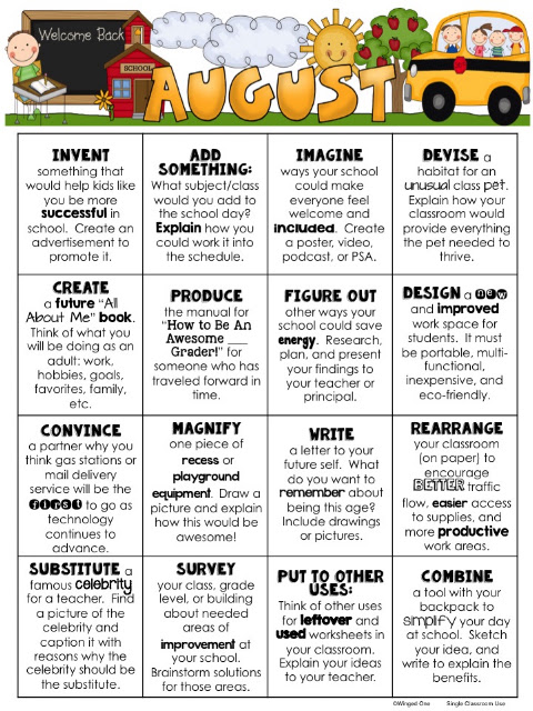 Winged One - Helping students find their wings: Choice Boards for Early ...