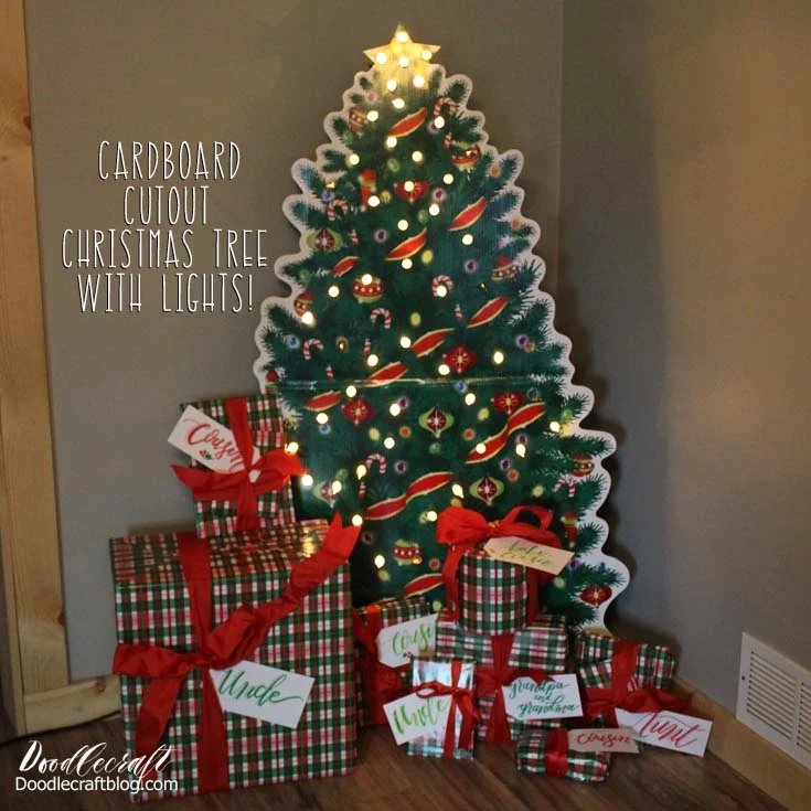 Cardboard Cutout Christmas Tree with Real Lights
