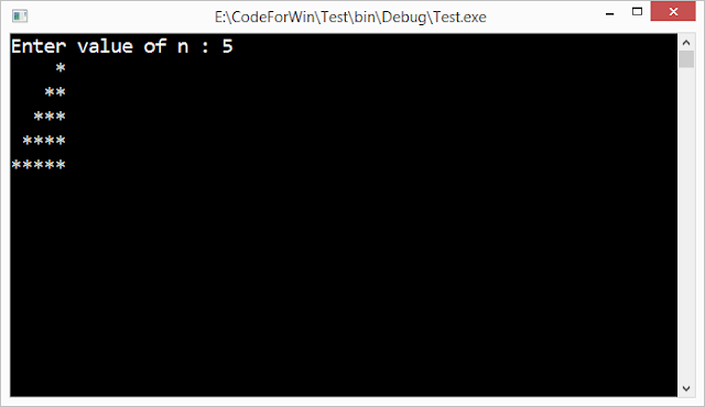 Codeforwin C Program To Print Mirrored Right Triangle Star Pattern