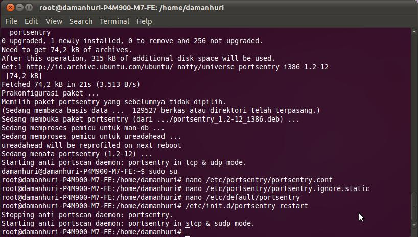 tempat berbagi ilmu pengetahuan: Instalasi dan Konfigurasi Portsentry