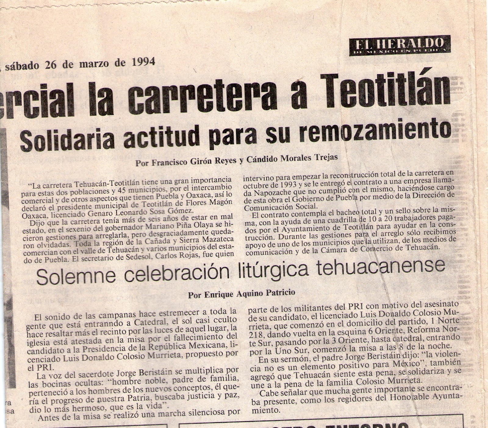 Enrique Aquino: Luis Donaldo Colosio y mi primera nota periodística