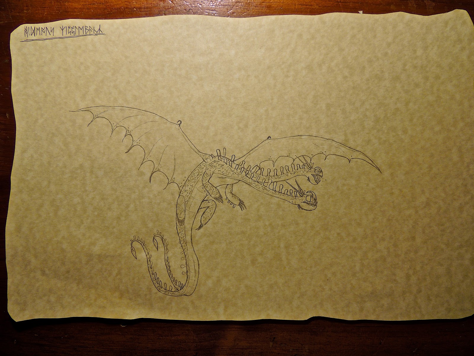 Toothless the Nightfury: Hideous Zippleback Sepia Drawing