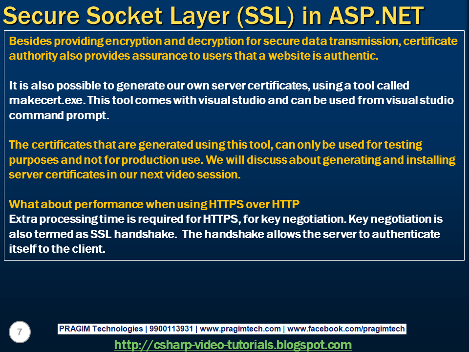 Sql server, .net and c# video tutorial: Part 100 – Secure Socket Layer