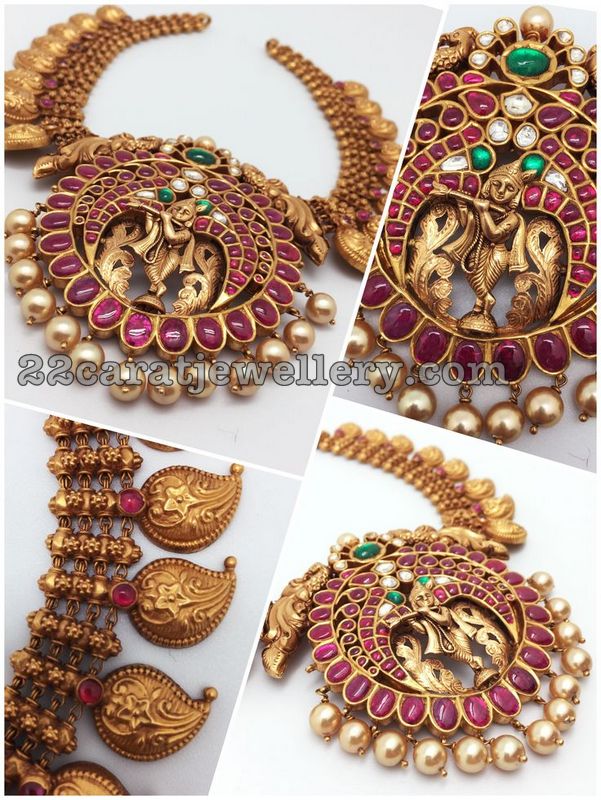 Mango Necklace with Krishna Locket - Jewellery Designs