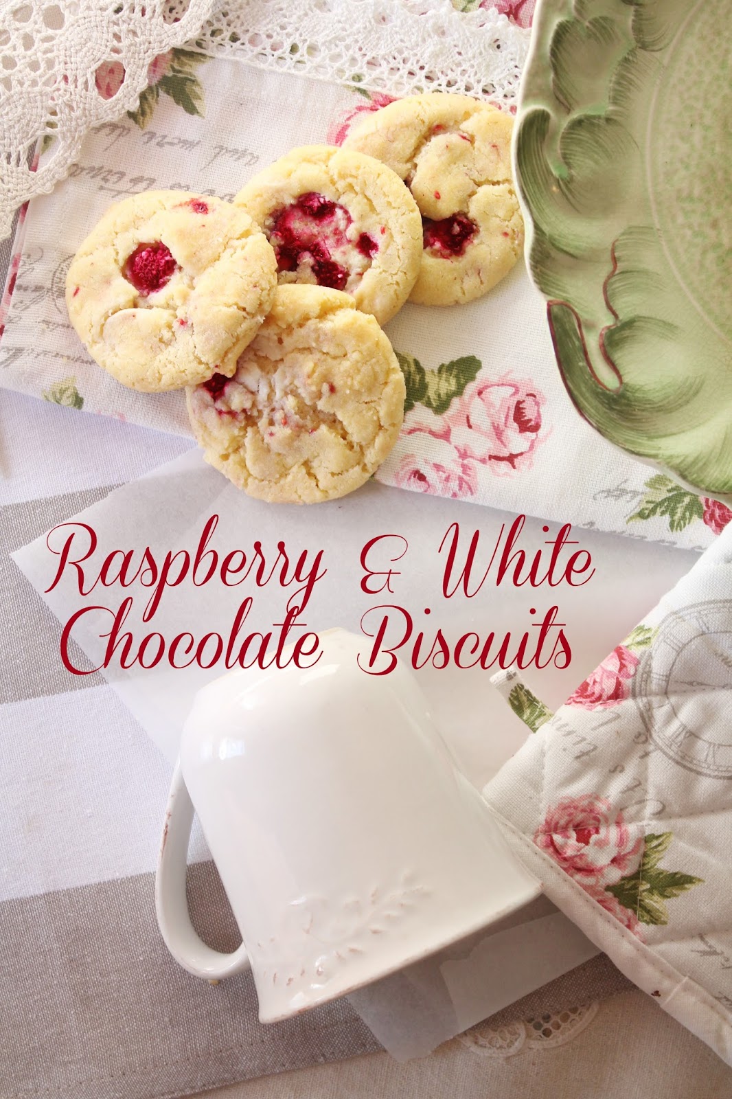 Lick The Spoon: Raspberry & White Chocolate Chunk Biscuits