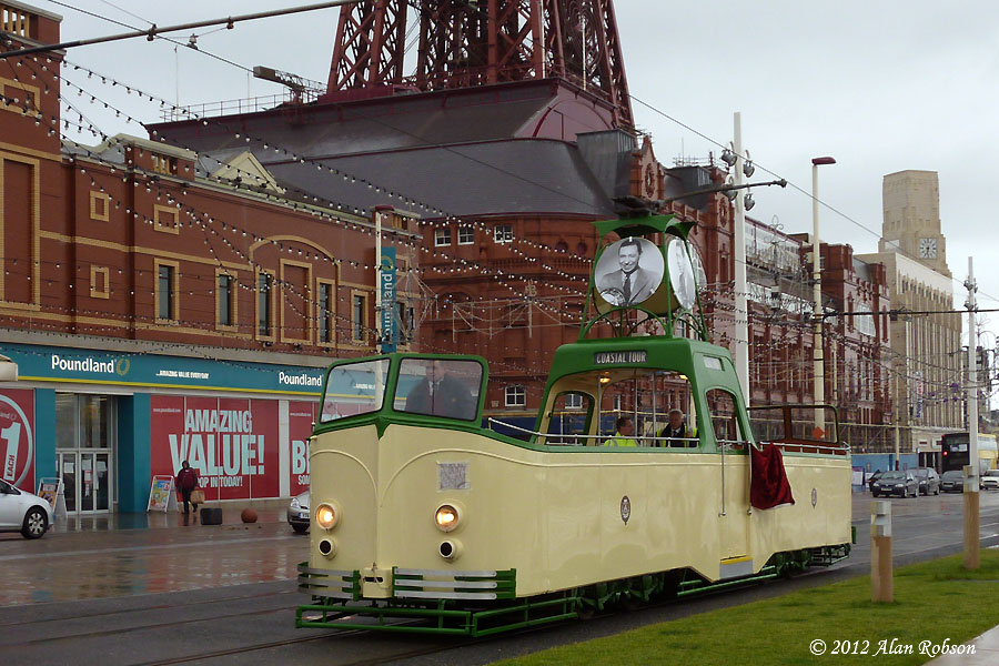 Blackpool Tram Blog: Boat 230 unveiled as George Formby tram