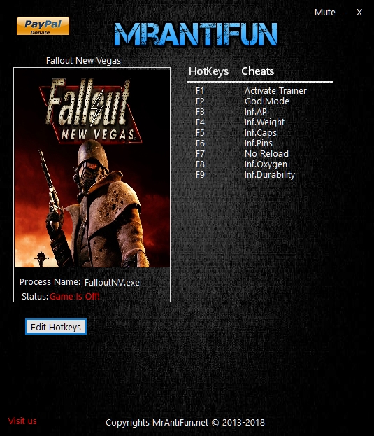 Trainerz 4 All: Fallout: New Vegas +8 Trainer v1.4.0.525 [MrAntiFun]