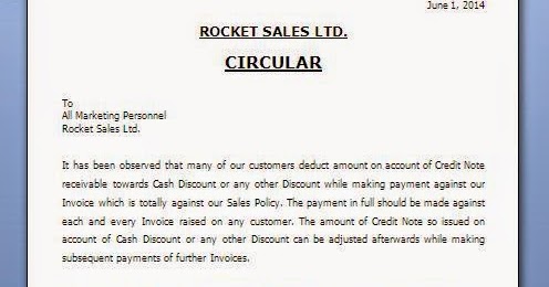 Offce Circular Format for Marketing Department