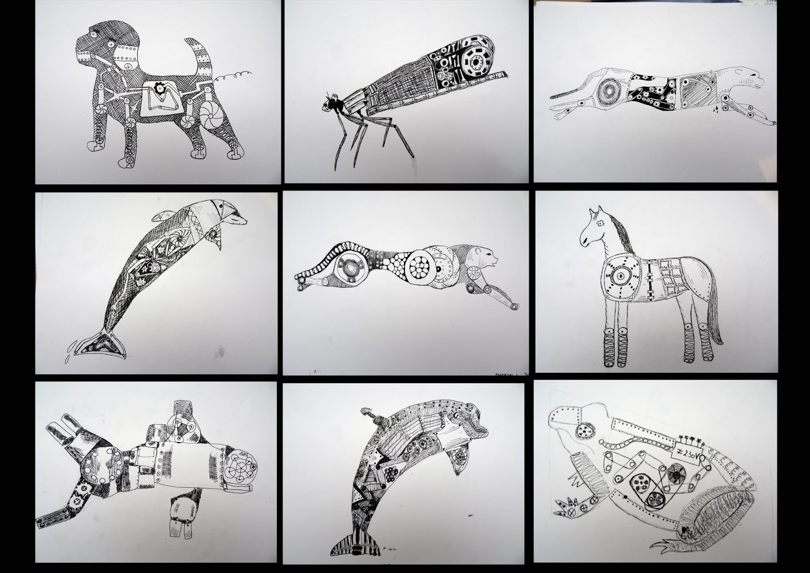 Creatief talent @ SASK!: Half dier half machine - profiel pen en inkt